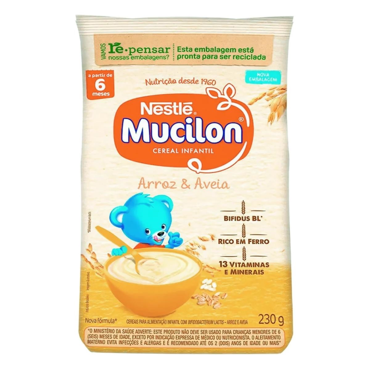 Cereal Infantil Nestlé Mucilon Arroz e Aveia 230g - Cereal Infantil ...