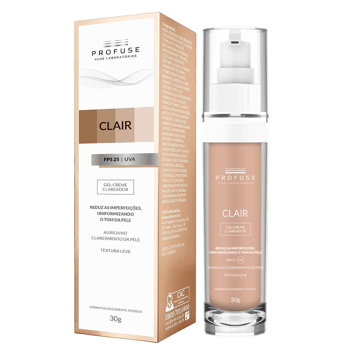 Gel Creme Profuse Clair FPS25 Clareador 30g - Gel Creme Profuse Clair ...