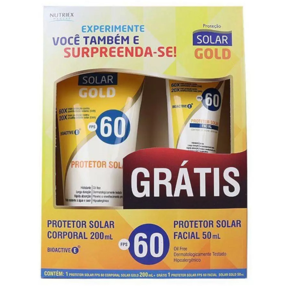 Kit Protetor Solar Gold Fps60 Corporal 200ml + Facial 50ml - Kit ...