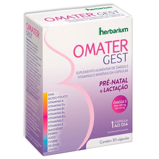 Suplemento Alimentar Omater Gest Pré-Natal e Lactação 30 Cápsulas ...