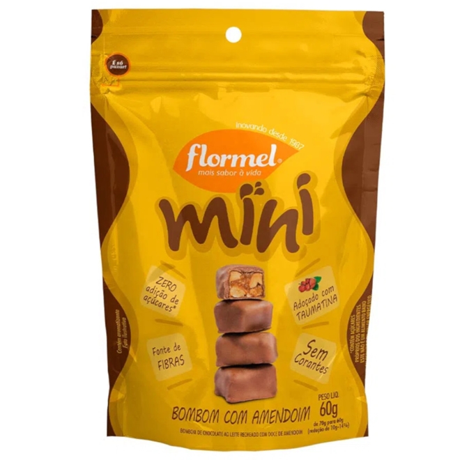 Mini Bombom Flormel Chocolate ao Leite com Amendoim 60g - Mini Bombom ...