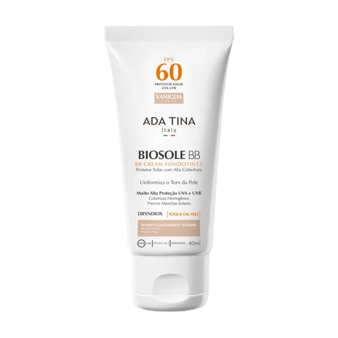 Protetor Solar Ada Tina Biosole BB Fps60 Cor 25 Vaniglia 40ml ...