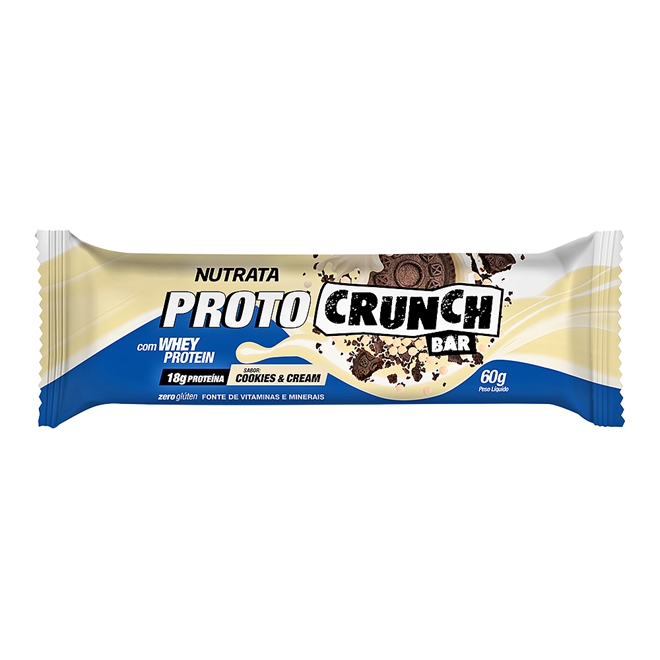 Barra de Proteína Nutrata Proto Crunch Cookies & Cream 60g - Barra de ...