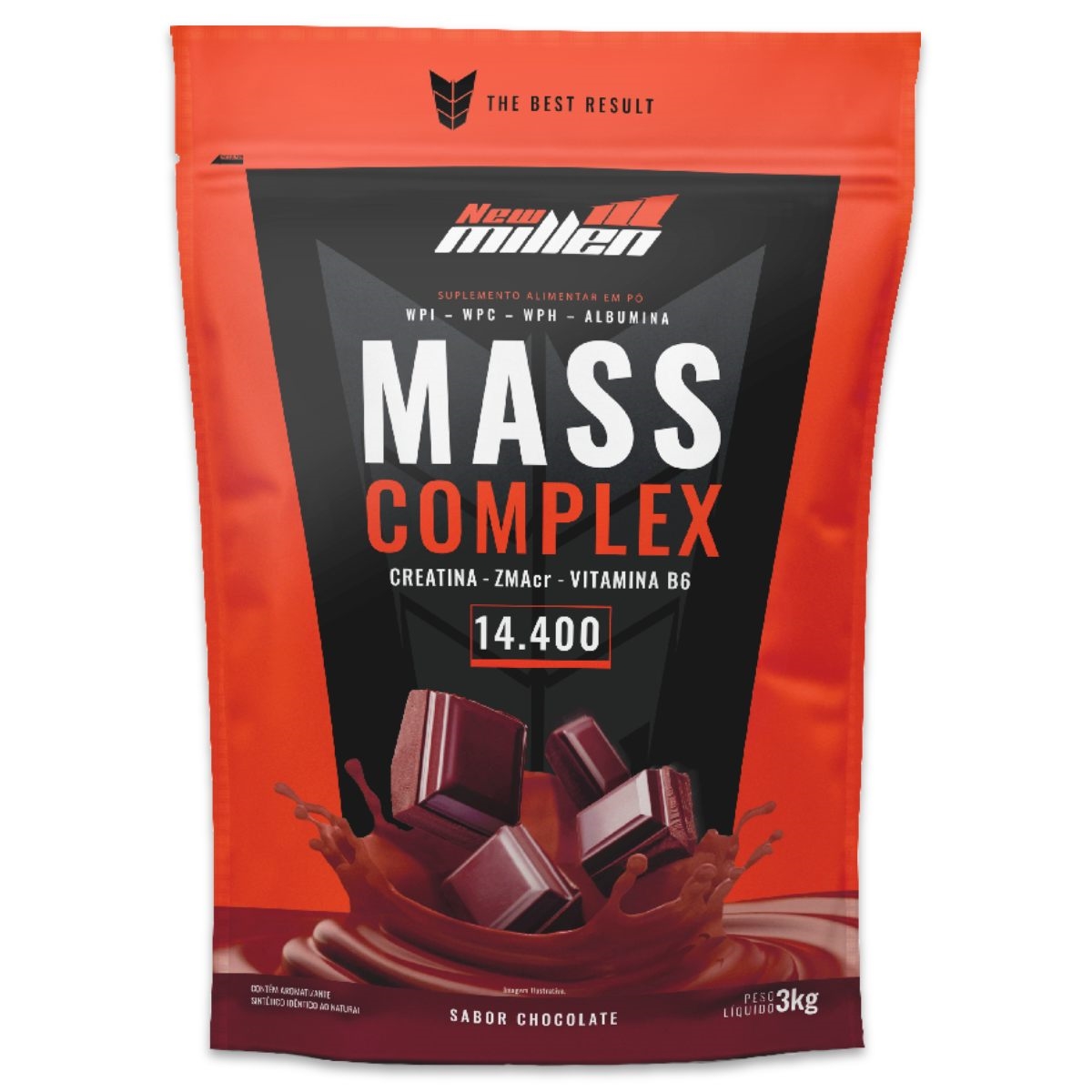 Suplemento Alimentar New Millen Mass Complex 14.400 Chocolate 3Kg - Suplemento Alimentar New ...