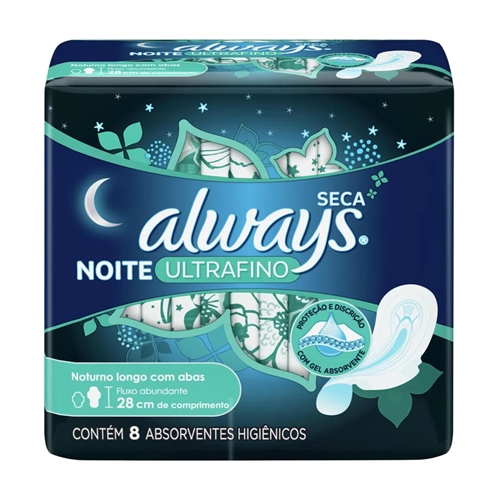Absorvente Noturno Always Ultrafino Seca com Abas 8 unidades ...
