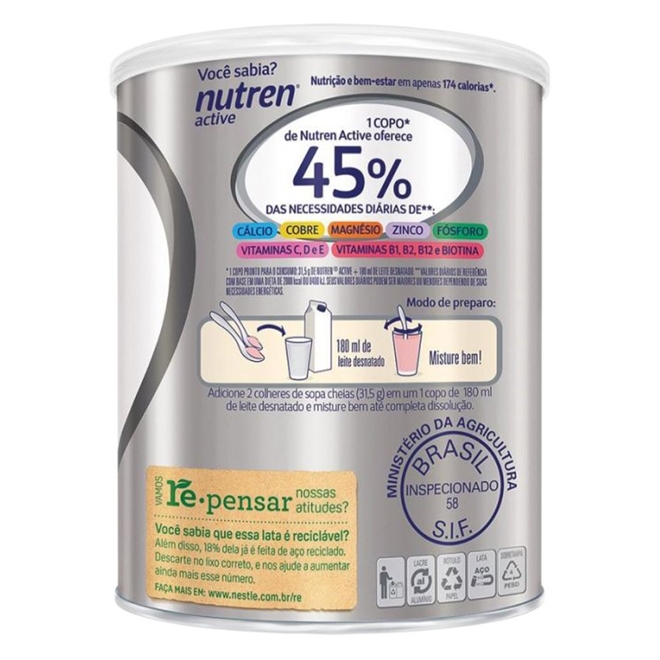 Suplemento Alimentar Nestlé Nutren Active Morango 400g - Suplemento ...