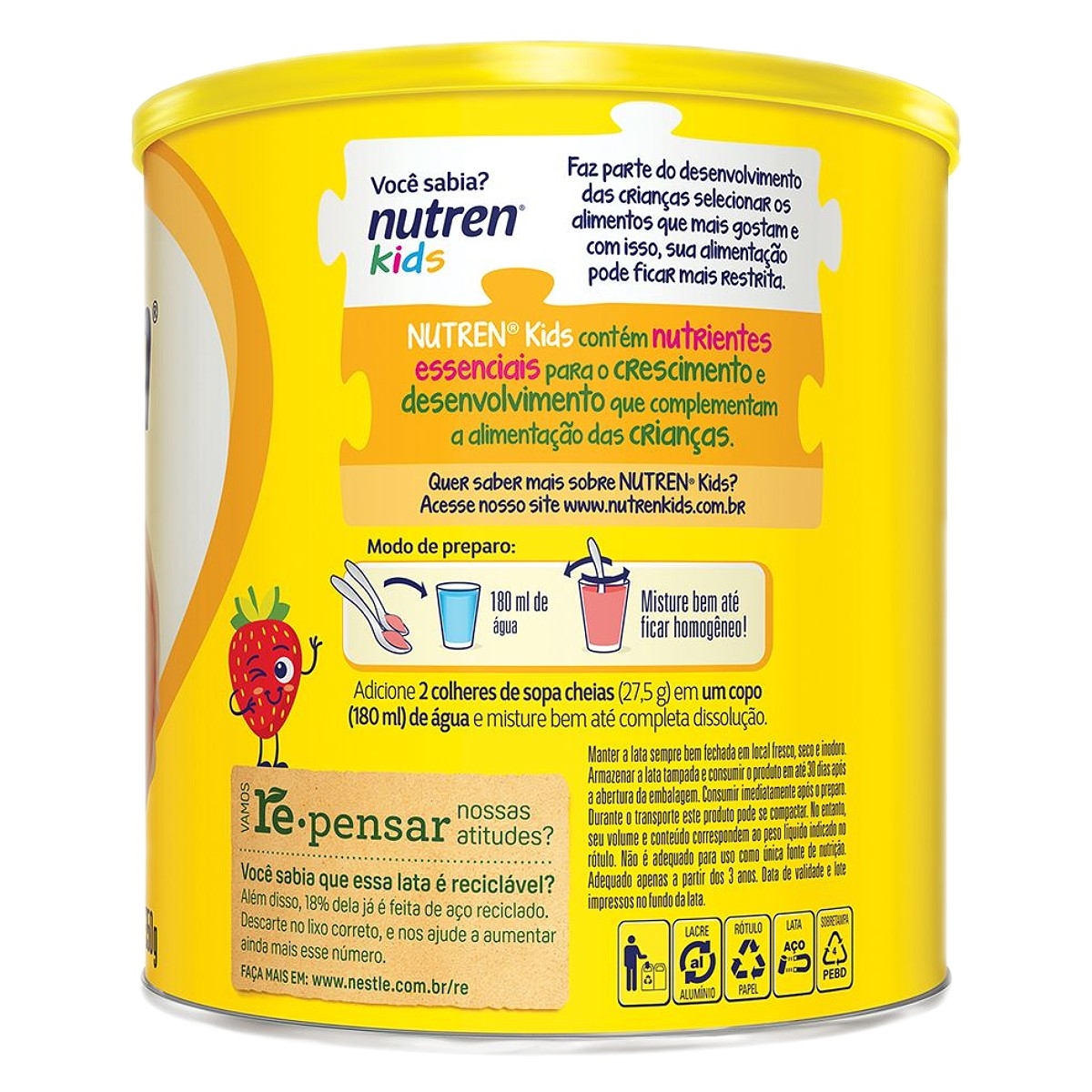 Suplemento Alimentar Nestlé Nutren Kids Morango 350g - Suplemento ...