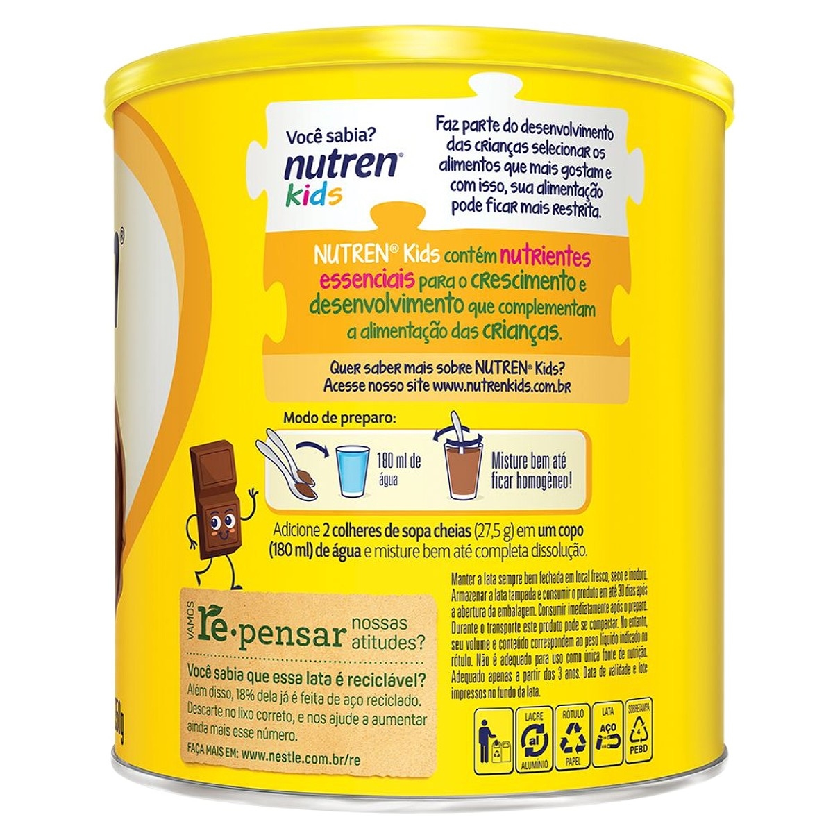 Suplemento Alimentar Nestlé Nutren Kids Chocolate 350g - Suplemento ...
