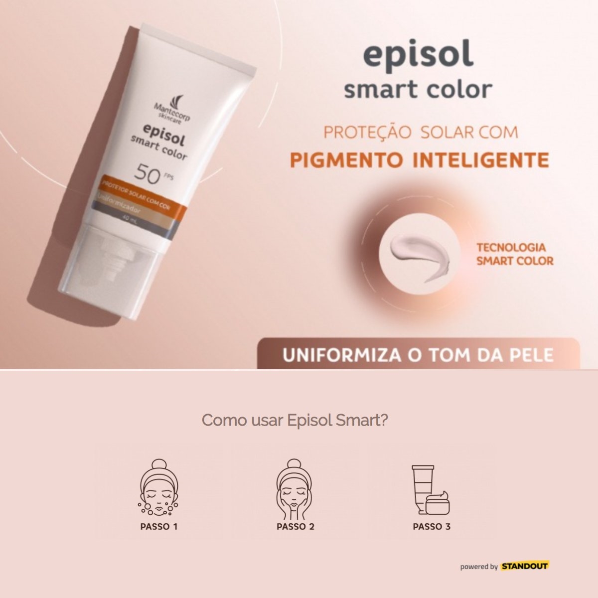 Protetor Solar Mantecorp Episol Smart Color FPS50 Com Cor 40ml ...